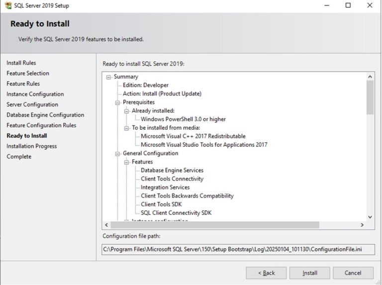 Installing SQL Server 2019 – looking